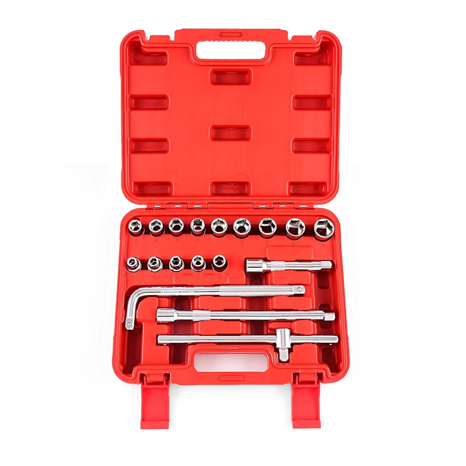 1-2" Square Drive 18 Pieces | Hex Sockets Set With Carry Box, Chrome ...