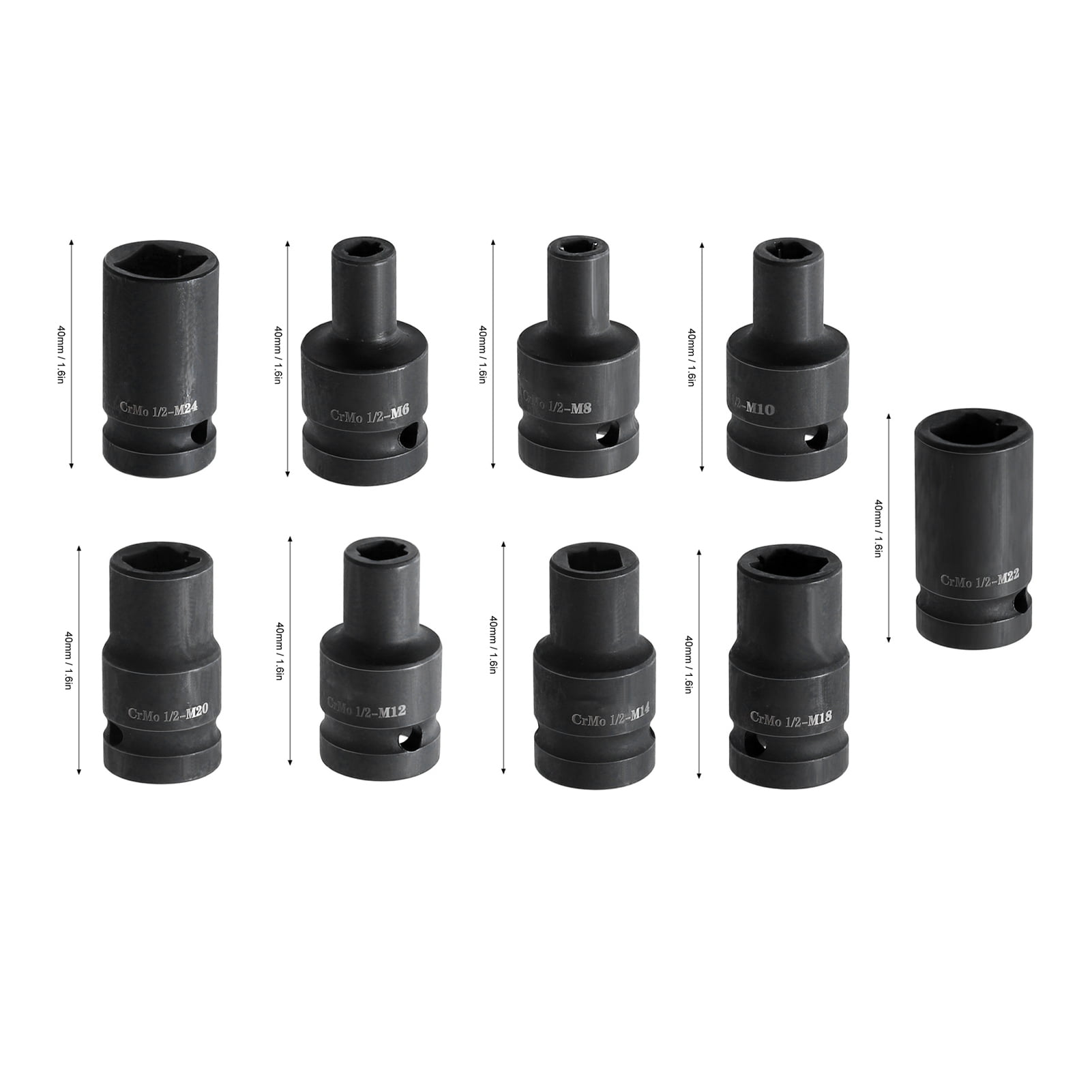 1/2" Square Drive Tap Sockets, Slim Design, M6,M24, Ideal for Electric ...