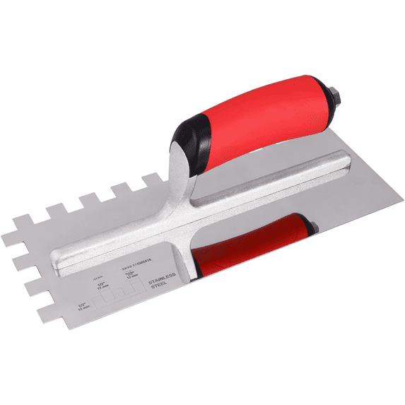 1/2" Square Notch Trowel, Made of Premium Stainless Steel with Soft ...