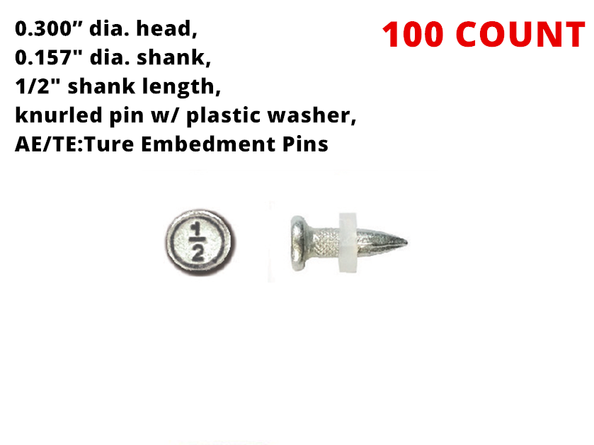 1/2″ TE/AE True Embedment Drive Pins with Plastic Washer, PAT Steel ...