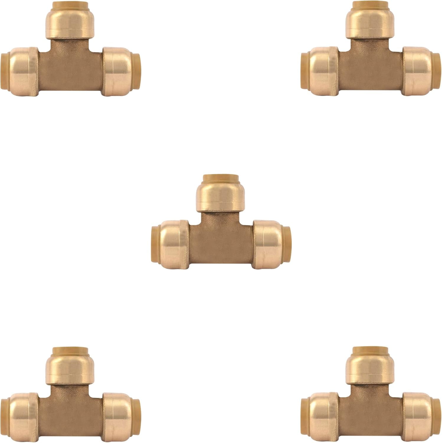 1/2 Inch Tee - Push Fit Plumbing Tee - Push to Connect Brass Plumbing ...