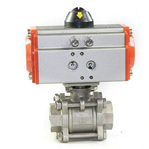 1/2" Three-piece Pneumatic Ball Valve Single action DN15 Air Return 0 ...