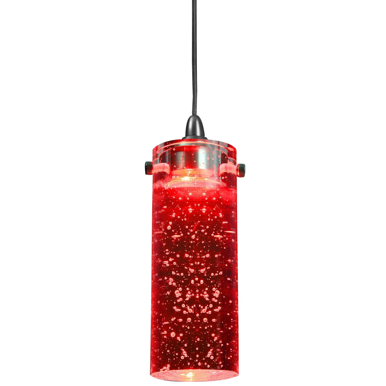 1.2 Watt LED Hanging Ceiling Lamp with Cylindrical Glass Shade, Red ...