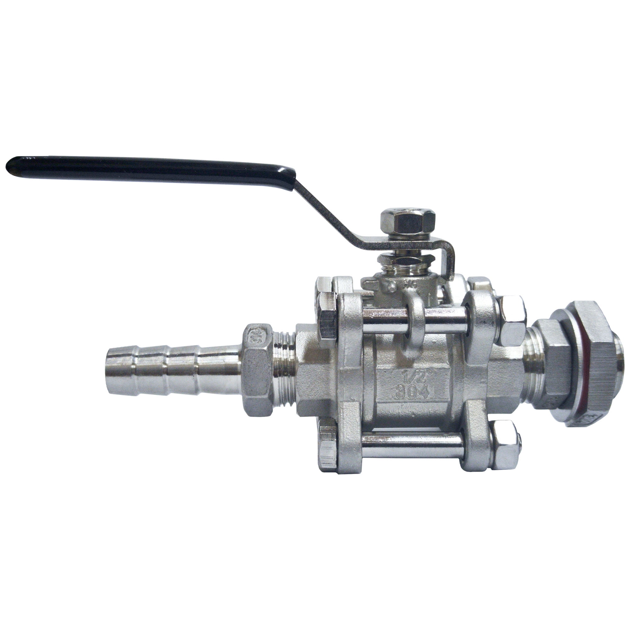 1/2" Weldless Bulkhead With Deluxe Valve and Barb Homebrew Beer Kettle ...