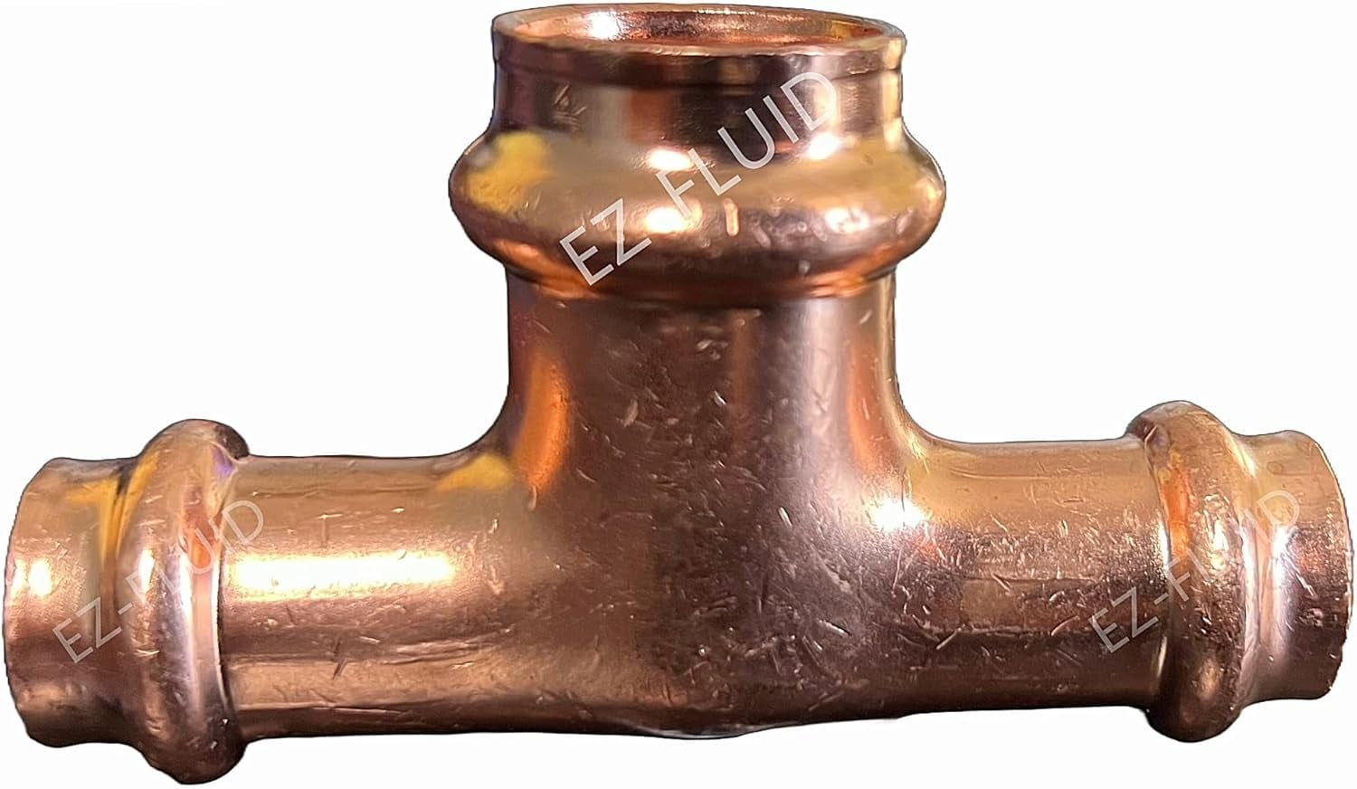 1/2" X 1/2" X 3/4" Heavy Duty Copper Press Reducing Tee Fitting, Heavy ...