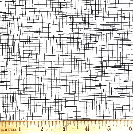 1/2 Yard - Black Sketch on White Quilt Backing Cotton Fabric (Great for ...