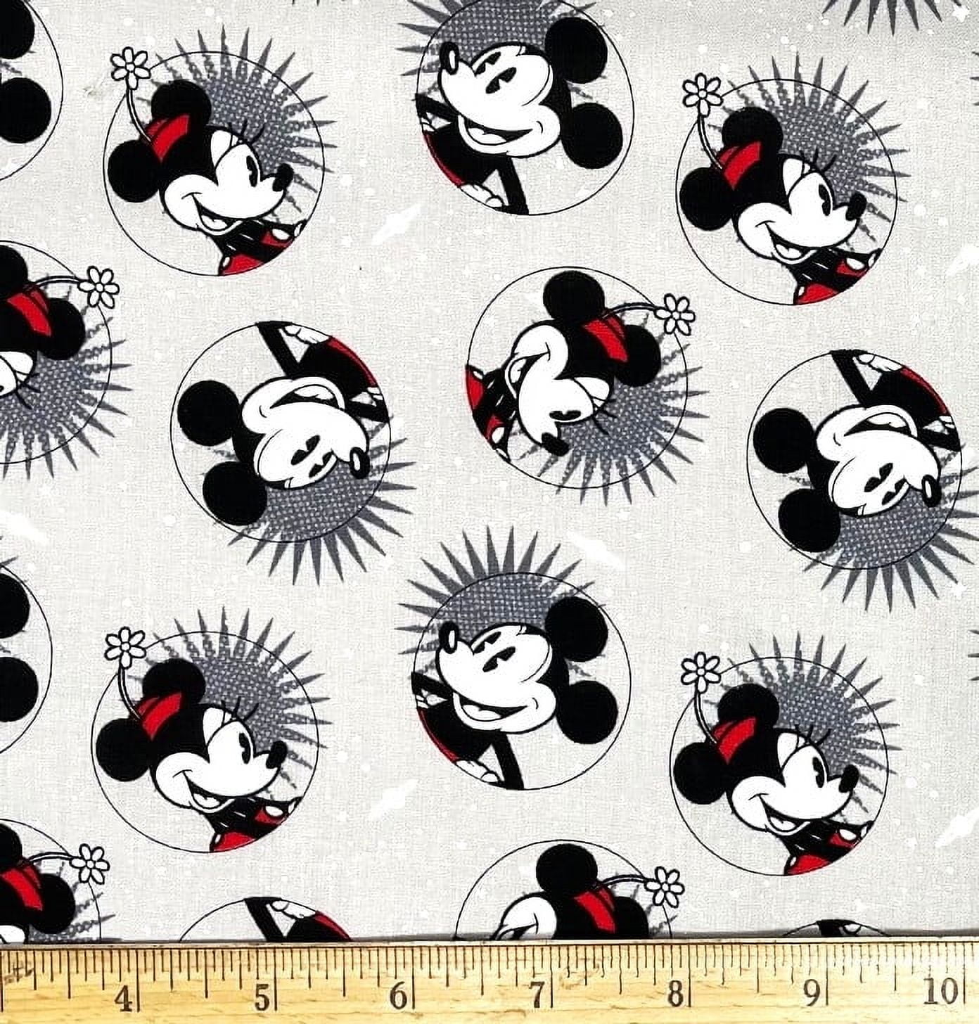 1/2 Yard - Disney Mickey & Minnie Mouse on Gray Cotton Fabric (Great ...