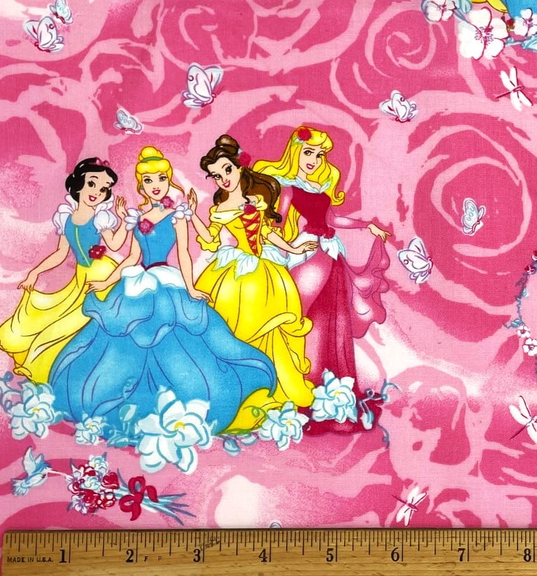 1/2 Yard - Disney Princess & Butterflies Pink Cotton Fabric (Great for ...