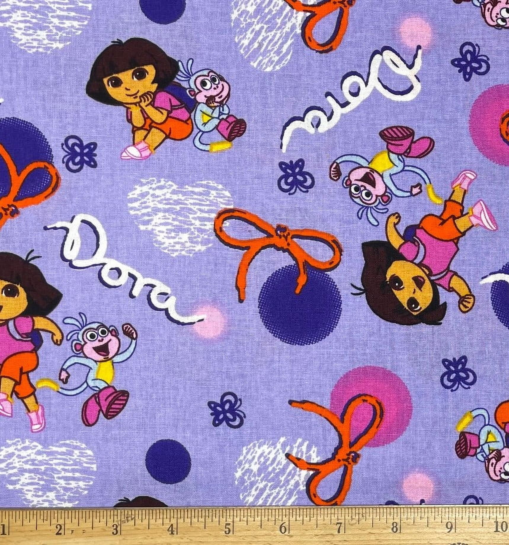 1/2 Yard - Dora the Explorer & Boots the Monkey on Lavender Cotton ...
