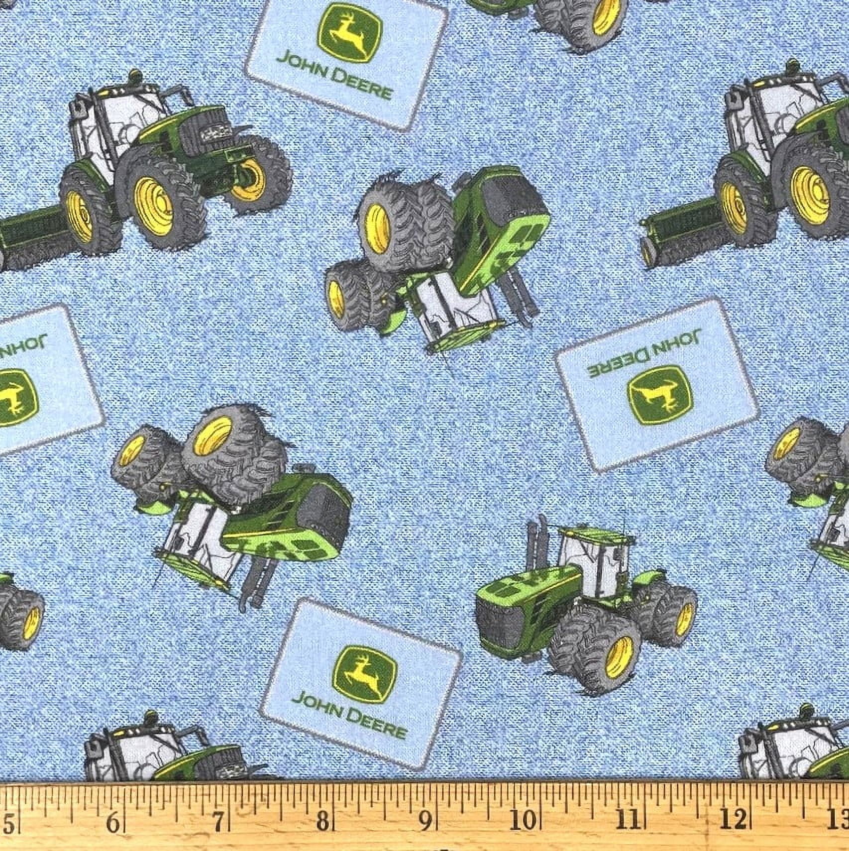 1/2 Yard - John Deere Farm Tractors on Blue Cotton Fabric (Great for ...