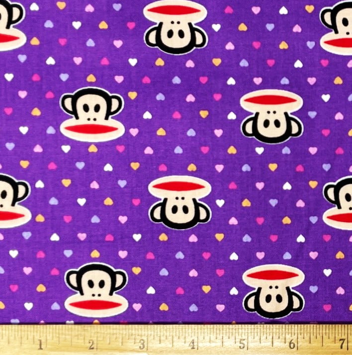 1/2 Yard - Julius Monkey Paul Frank on Lavender Cotton Fabric (Great ...