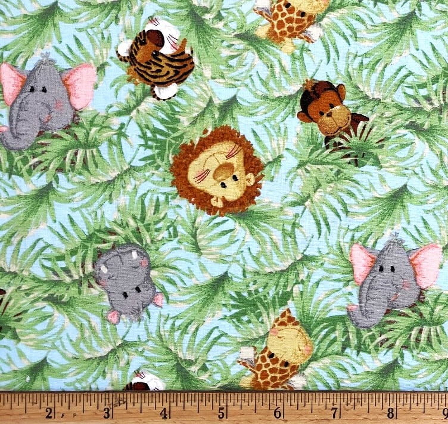 1/2 Yard - Jungle Babies Baby Animals Nursery Cotton Fabric (Great for ...
