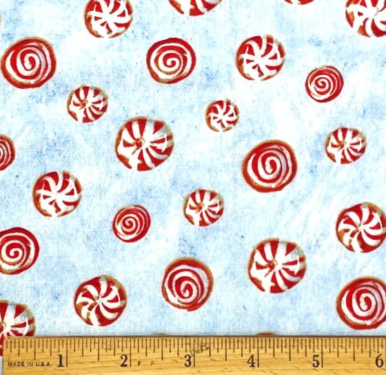 1/2 Yard - Old Fashioned Peppermint Candy on Blue Cotton Fabric (Great ...