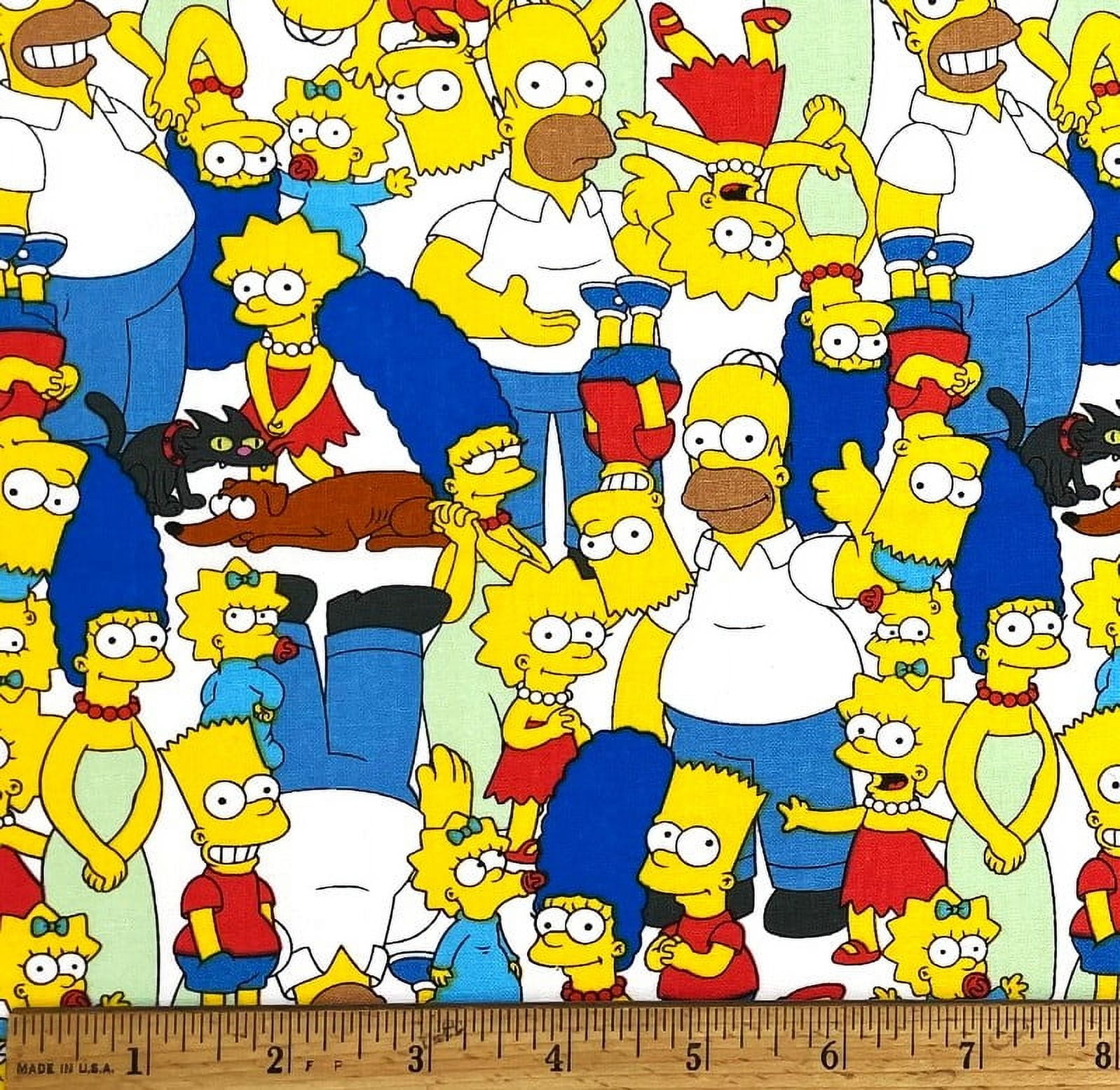 1/2 Yard - Simpsons Family Homer Marge Bart & Lisa Cotton Fabric (Great ...