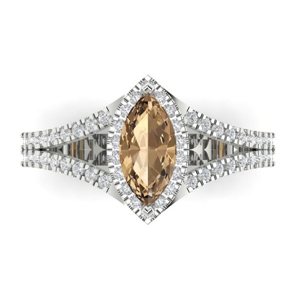 Halo Engagement Ring for Women - 2.27ct Simulated Diamond in 14K White ...