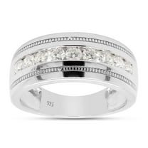 4 Carat Center 8MM Round Cut Lab Created Moissanite Diamond Men's Multi ...