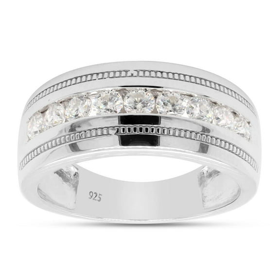 4 Carat Center 8MM Round Cut Lab Created Moissanite Diamond Men's Multi ...