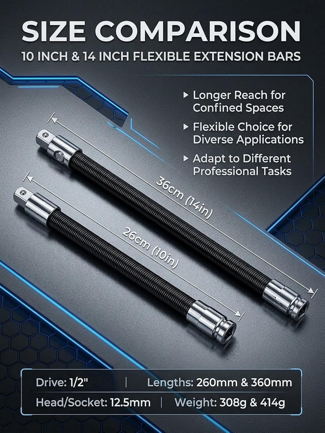 1/2 flexible shaft extension extender torque socket wrench ratchet ...
