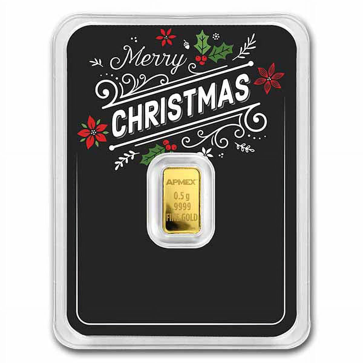 APMEX 1/2 gram Gold Bar with Black Merry Christmas Card in TEP ...