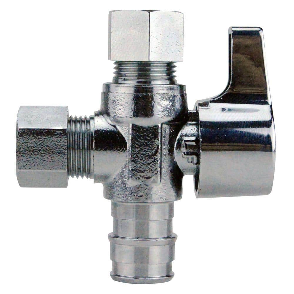 1/2 in. Chrome-Plated Brass PEX-A Barb x 3/8 in. Compression Dual ...
