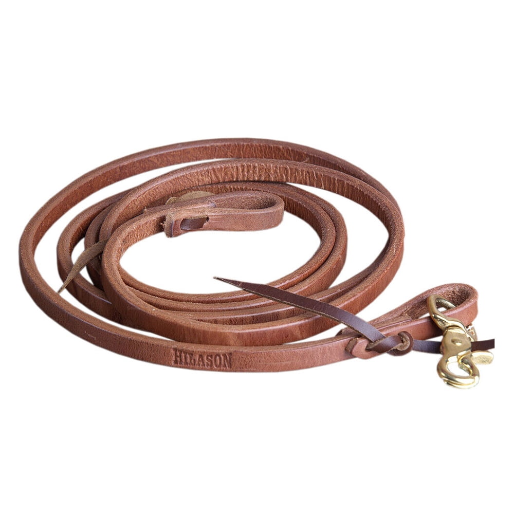 1/2 in X 8 Ft Hilason Leather Flat Horse Roping Reins W/ Snap - Walmart.com