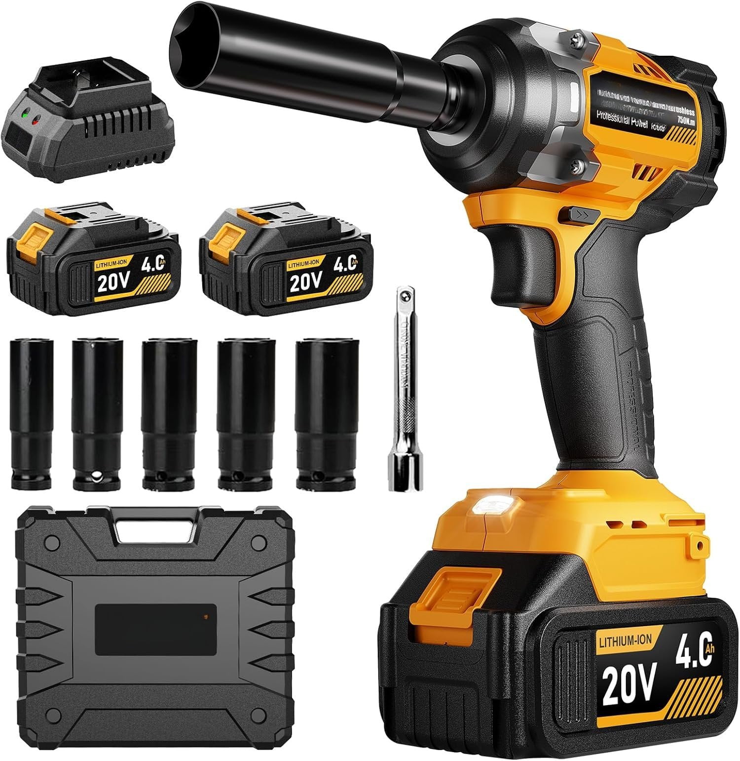 1/2 inch Brushless Impact Wrench 750N.m(553 Ft-lbs) 20V High Torque ...