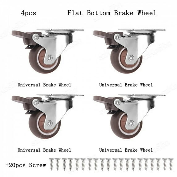 1-2 inch Casters Set of 4 Rubber Small Caster Wheels for Heavy Duty ...