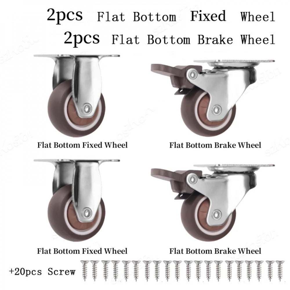 1-2 inch Casters Set of 4 Rubber Small Caster Wheels for Heavy Duty ...