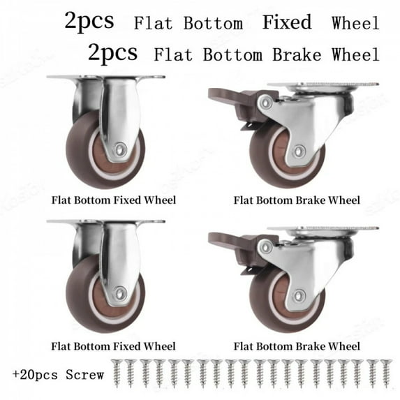 1-2 inch Casters Set of 4 Rubber Small Caster Wheels for Heavy Duty ...