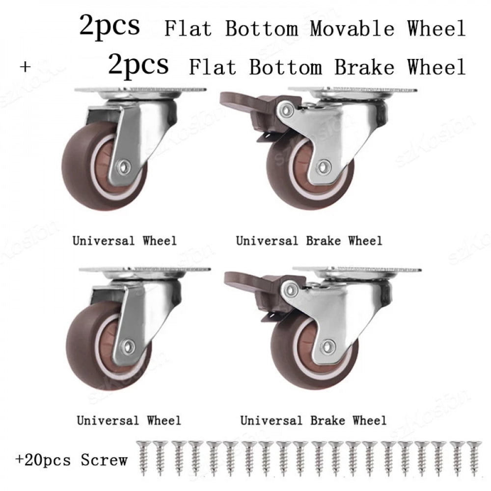 1-2 inch Casters Set of 4 Rubber Small Caster Wheels for Heavy Duty ...