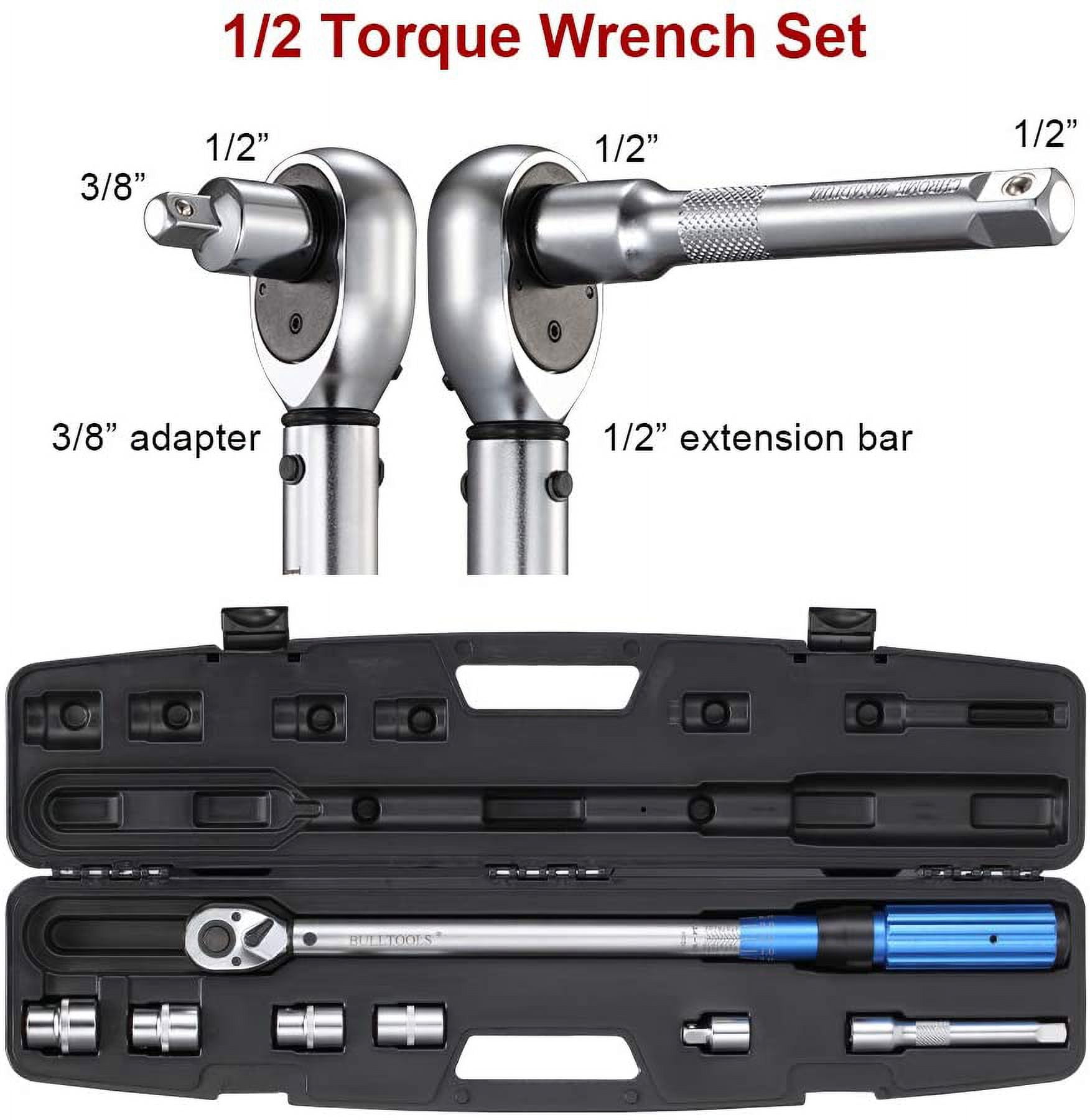 1/2-inch Drive Click Torque Wrench Set Dual-Direction Adjustable 90 ...