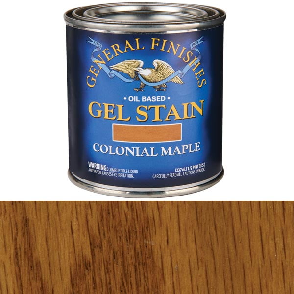 1/2 pt General Finishes CMH Colonial Maple Gel Stain Oil-Based Heavy ...