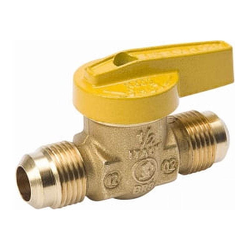 1/2" x 1/2" Forged Brass Gas Ball Valve Flare x Flare 1 Piece Body ...