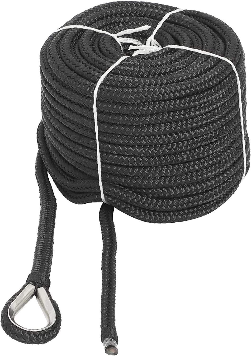 1/2" x 100' Double Braid Nylon Anchor Line with Stainless Steel Thimble ...