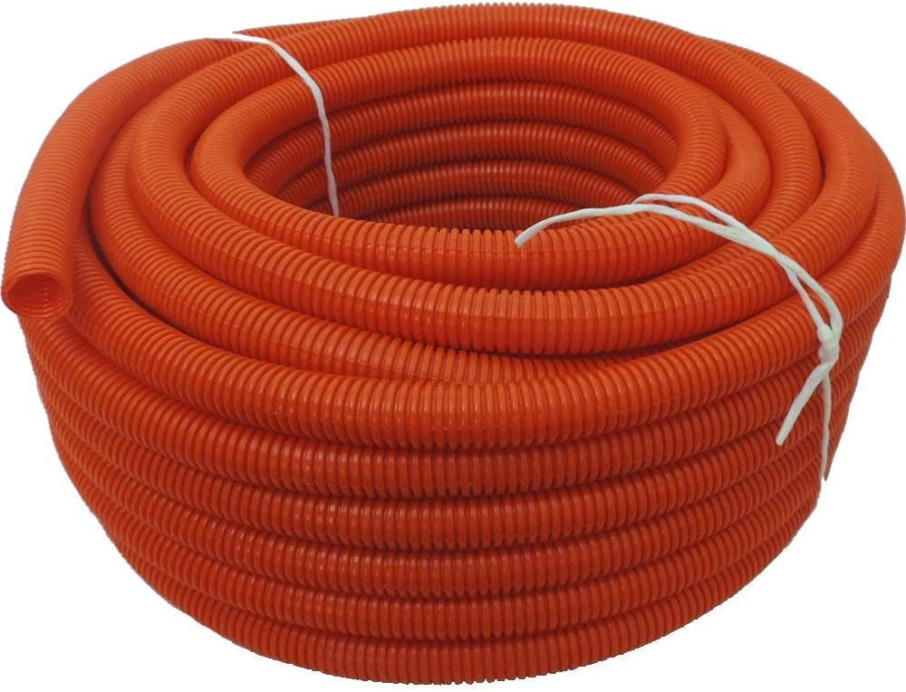1/2" x 100' Flexible Corrugated Orange LDPE NON Split Tubing Wire Loom ...