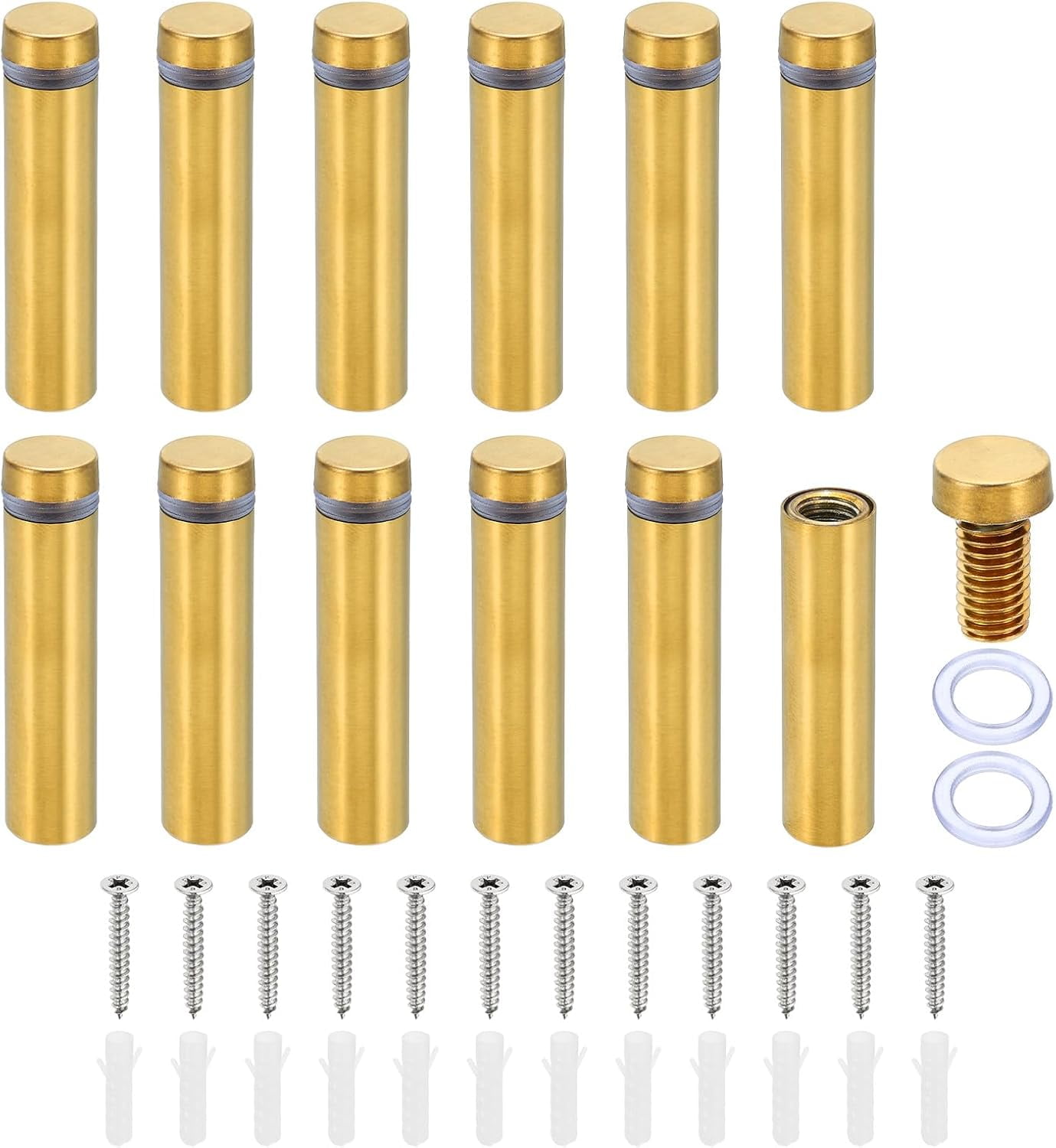 1/2 x 2 Inch Sign Standoff Screws, 12 Set Stainless Steel Wall Standoff ...