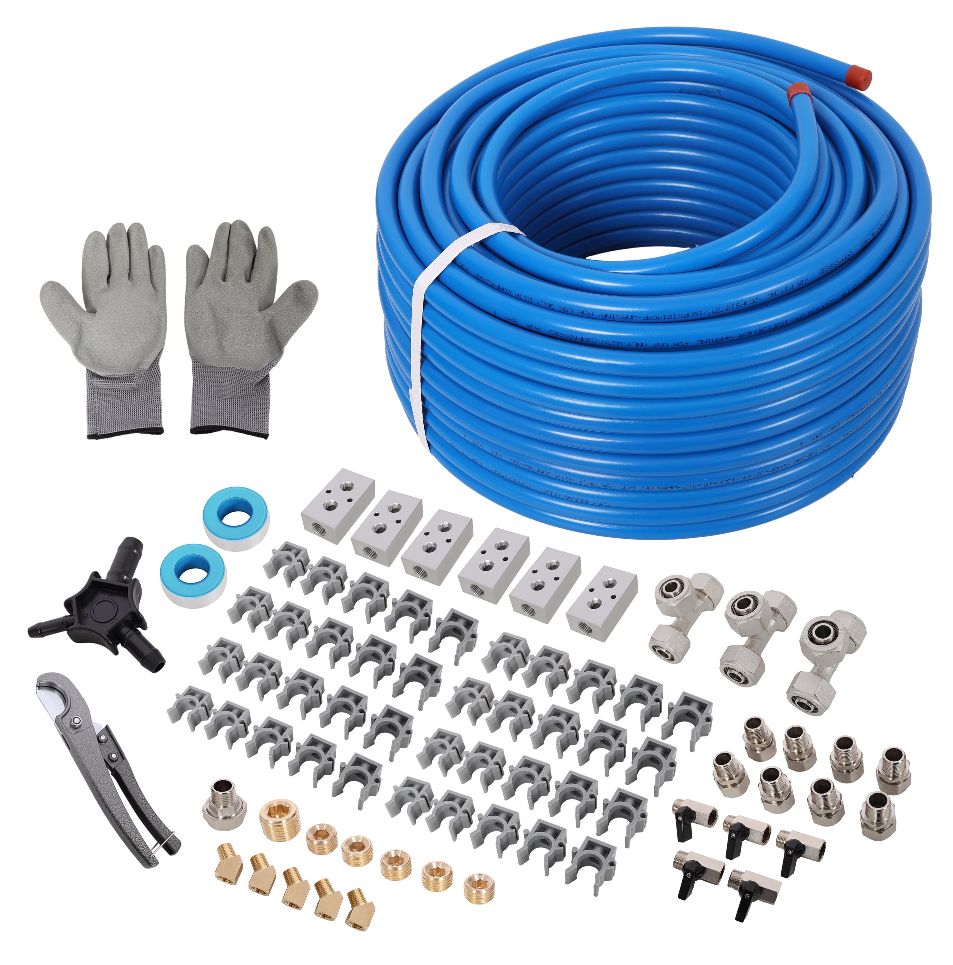 1/2" x 200ft Air Compressor Tubing Kit, PEX-AL-PEX Air Hose, Blue ...