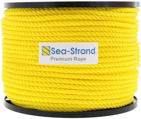 1/2" x 300' Reel, Yellow, 3-Strand Polypropylene Rope for Mooring ...