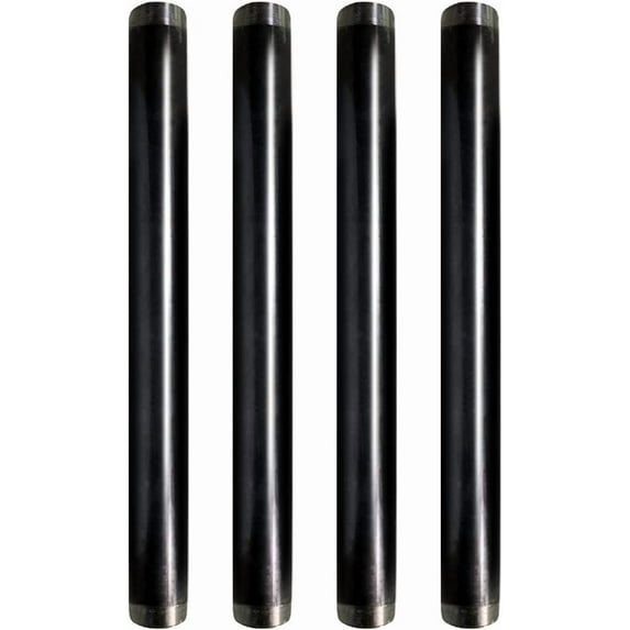 1/2 x 36 Inch Steel Black Pipe (4-Pack), Heavy Duty Malleable Steel ...