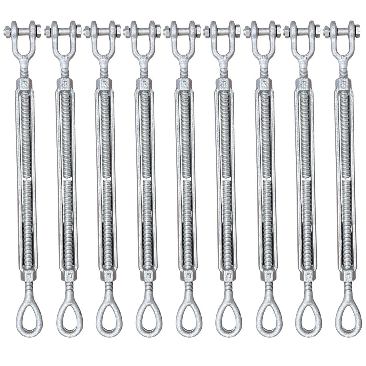 1/2" x 6" Drop Forged/Hot Dipped Galvanized Steel Eye/Jaw Turnbuckles ...
