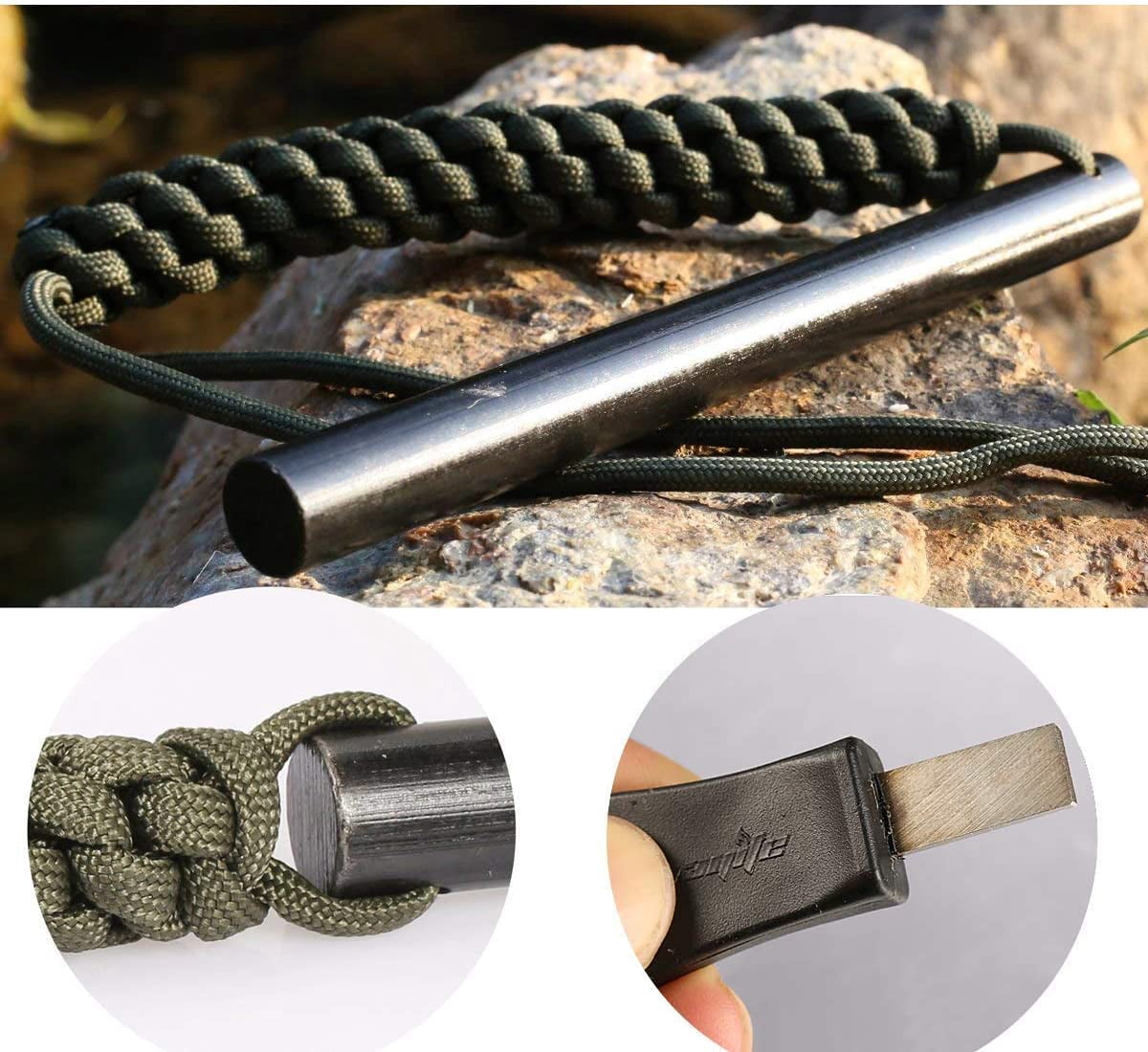 1/2 x 6 Inch Flint Steel Fire Starter Ferro Rod with Striker and ...