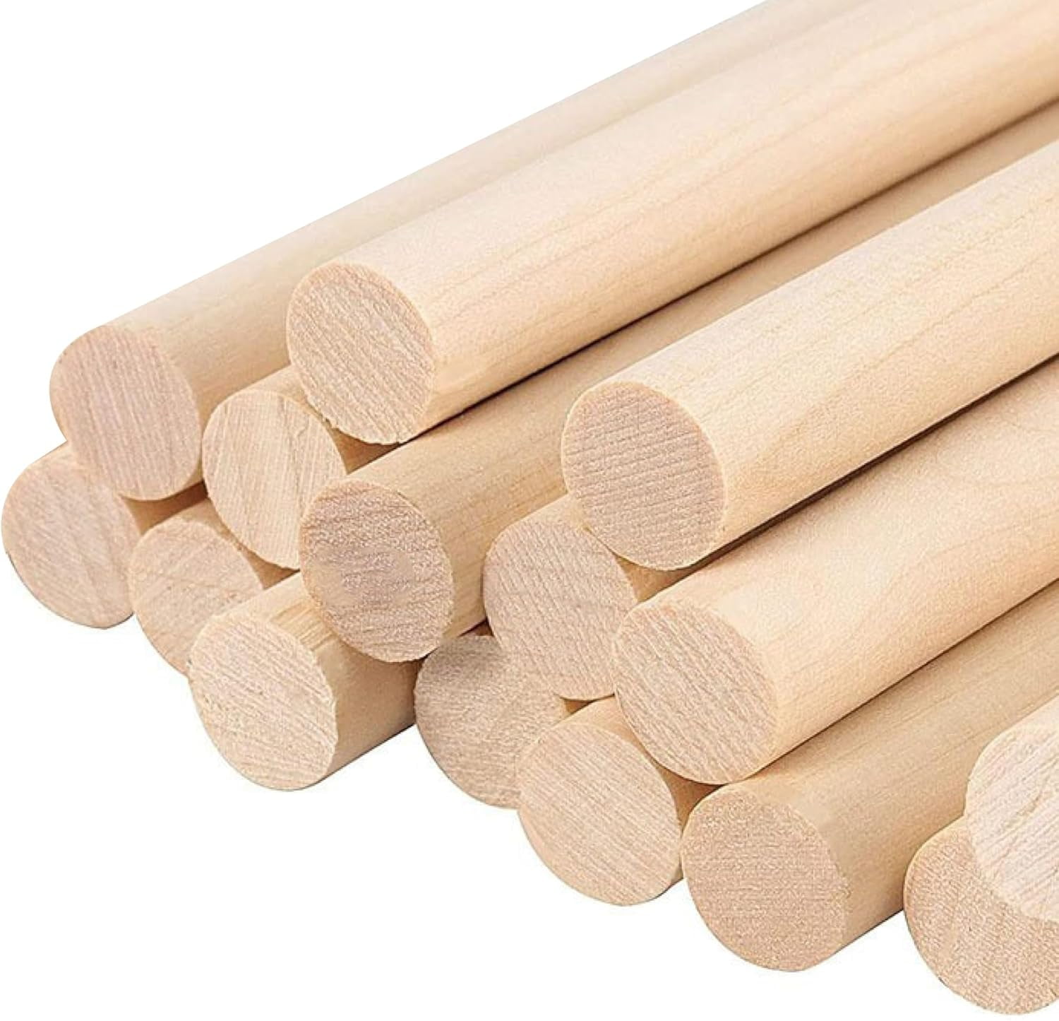 1/2" x 6" Wooden Dowel Rods Set - 50 Pack Birch Natural Thin Hardwood ...