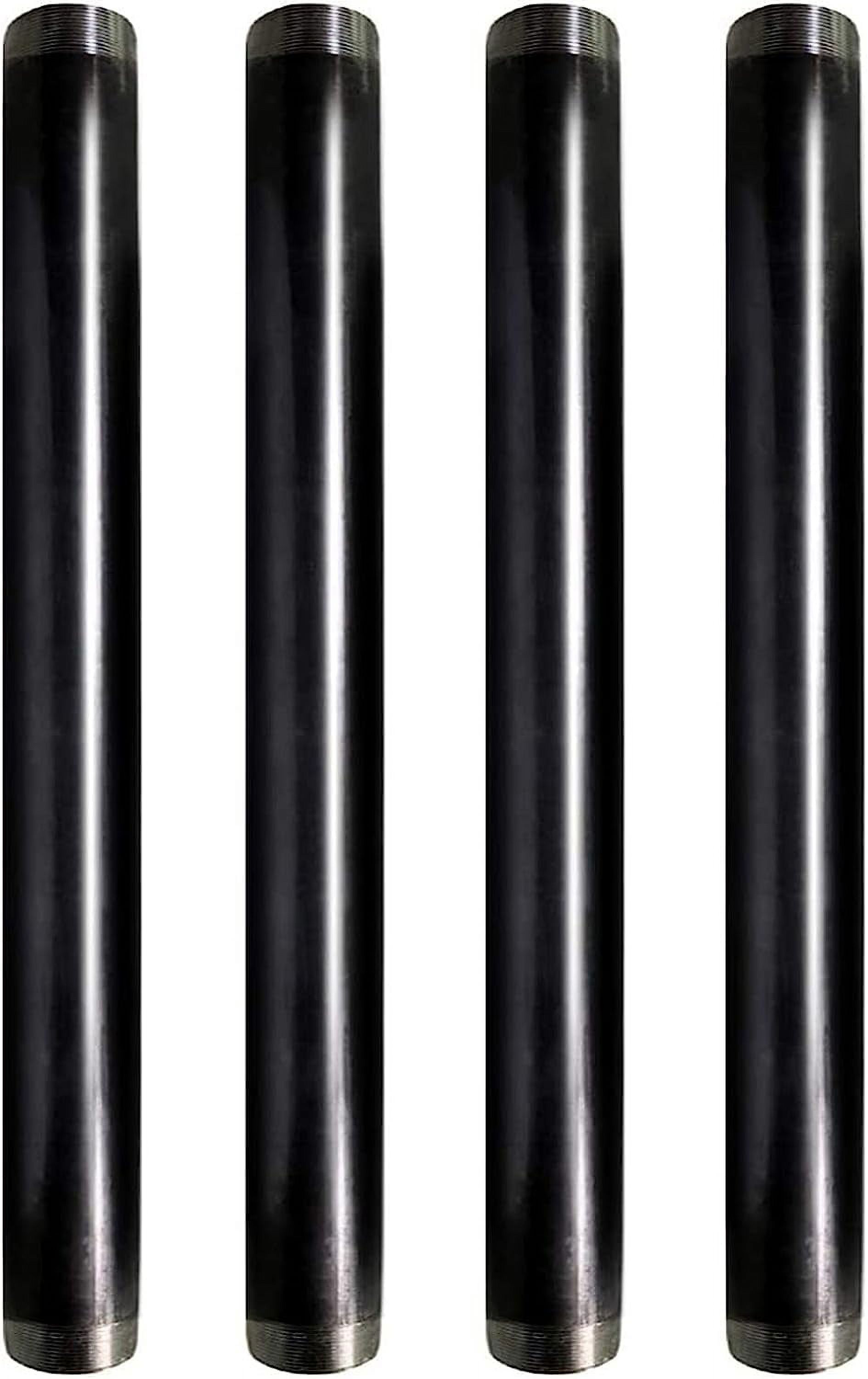 1/2 x 72 Inch Steel Black Pipe (4-Pack), Heavy Duty Malleable Steel ...