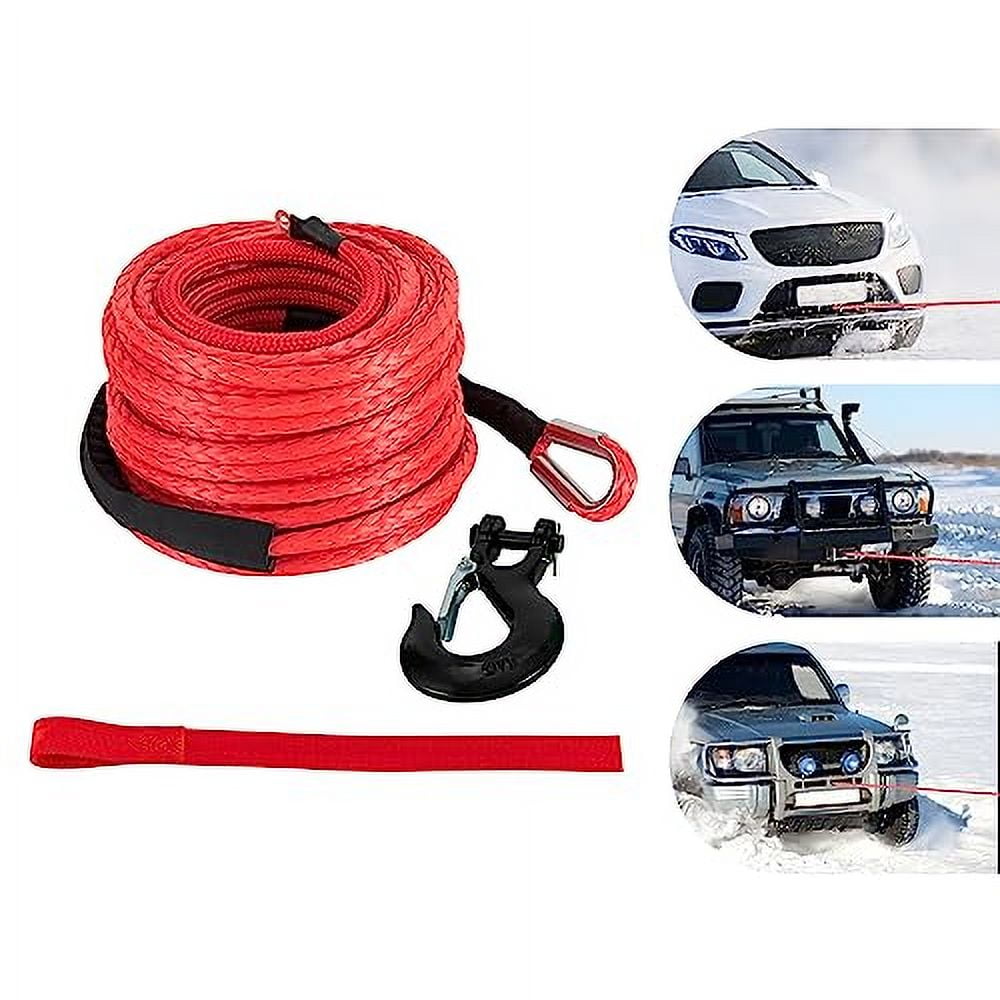 1/2" x 85FT Synthetic Winch Rope with Hook - 31,500 LBS Breaking ...