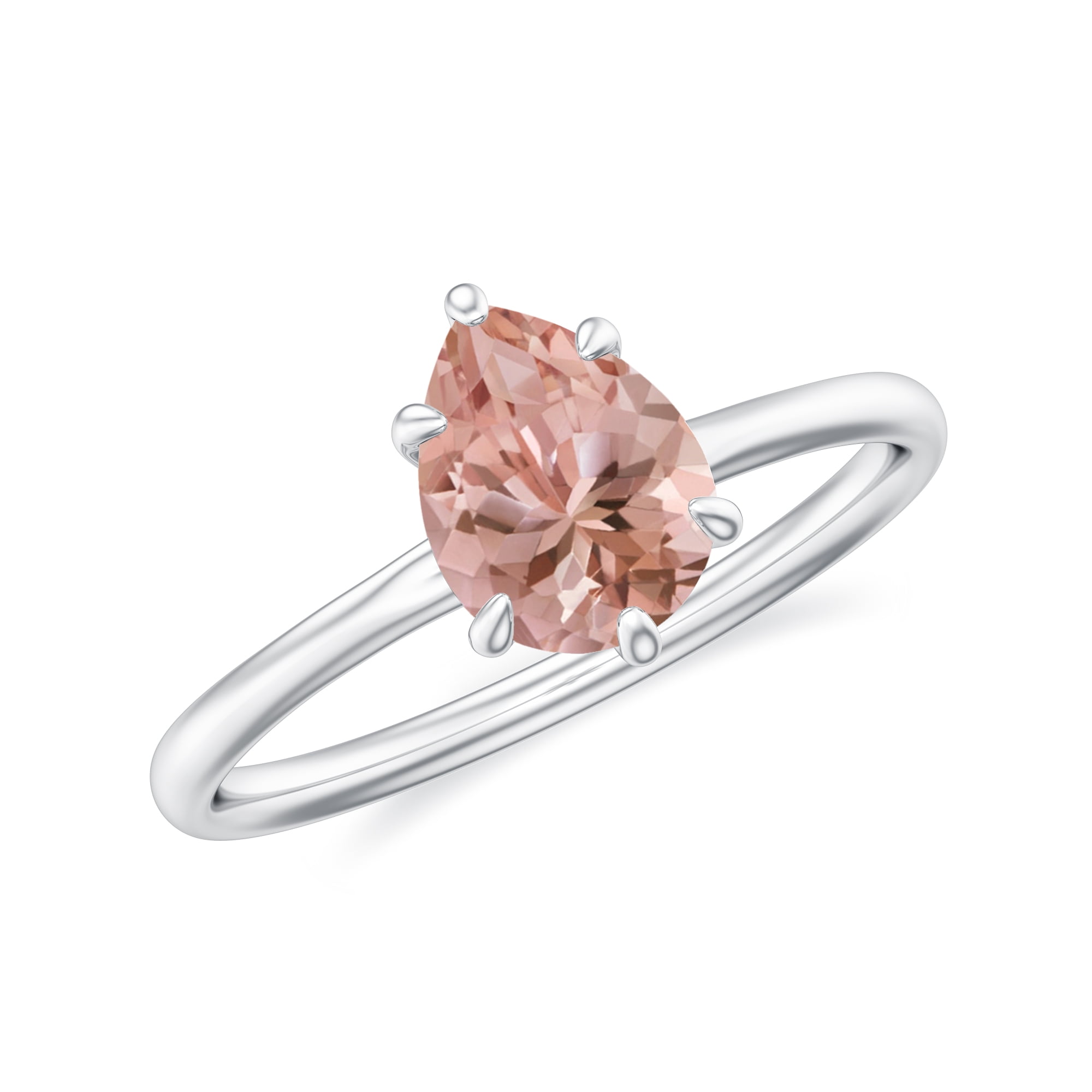 1.20 CT Pear Shaped 6-Prong Set Solitaire Morganite Engagement Ring in ...