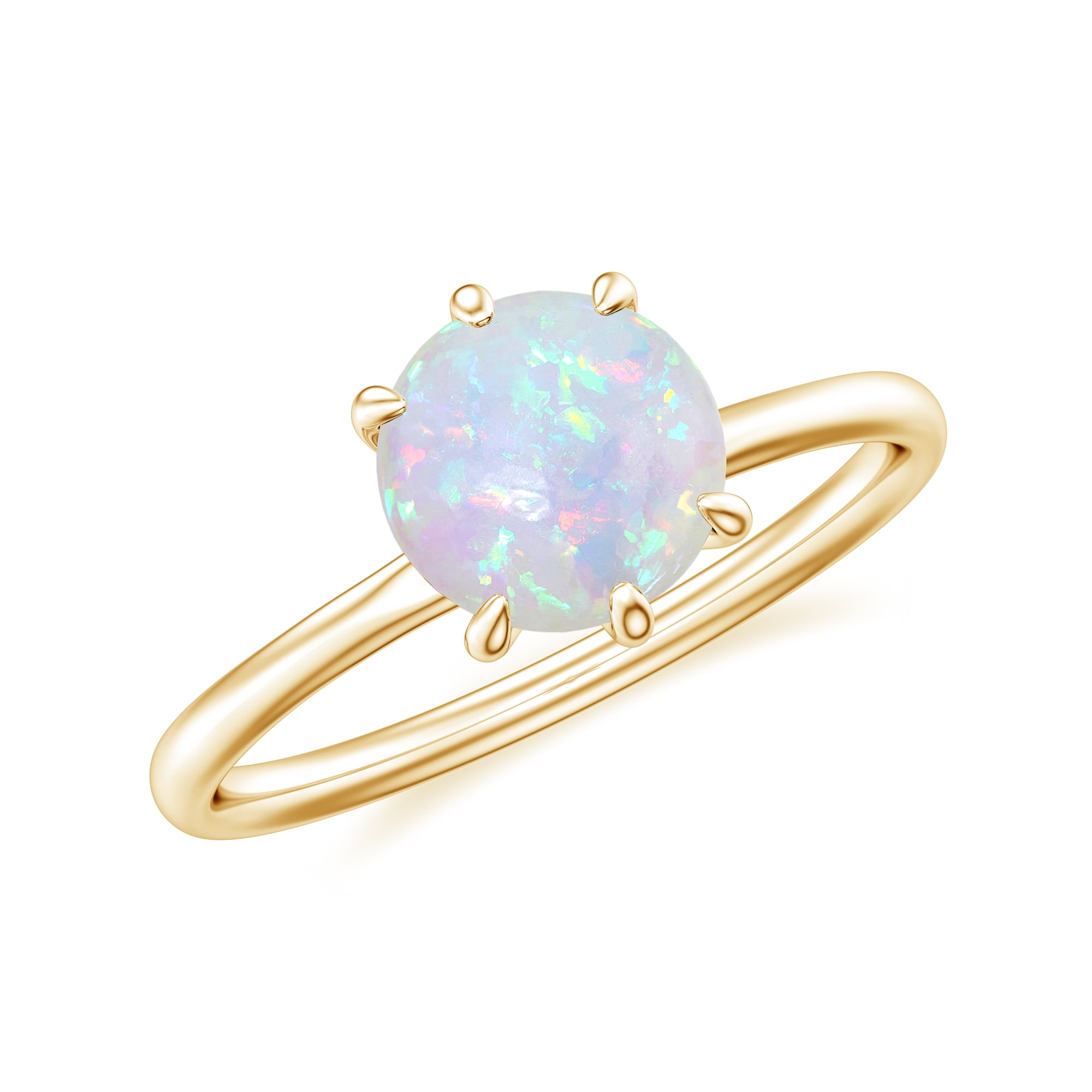 1.20 CT Round Shaped 6-Prong Set Solitaire Opal Engagement Ring in ...