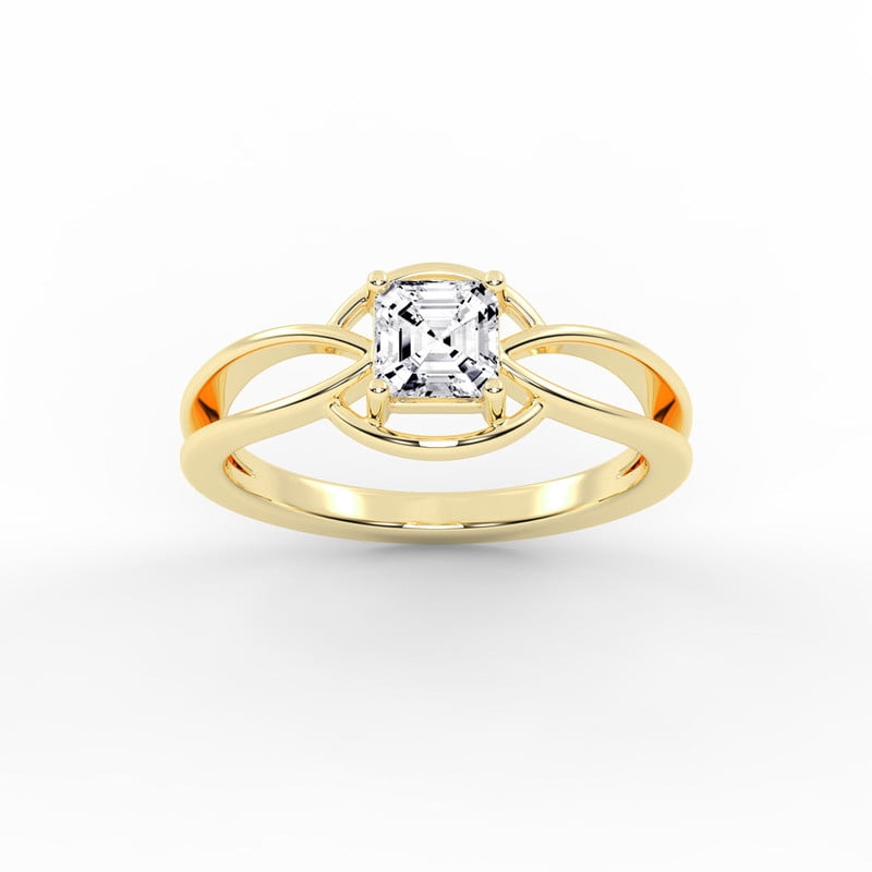 1.20 CTW Square Moissanite Split Double Band Engagement Ring Sterling ...