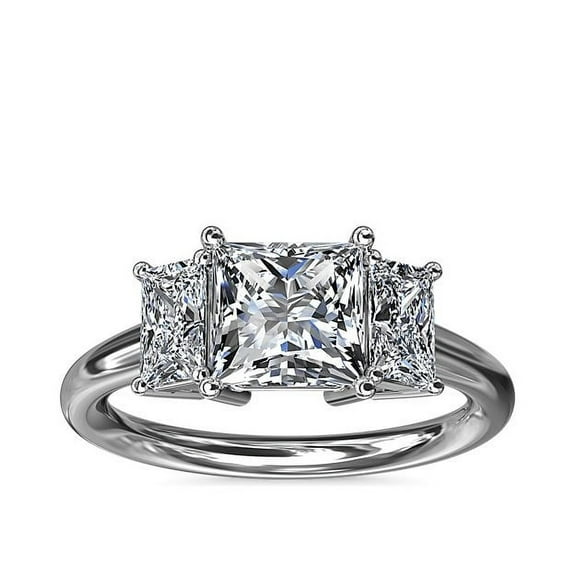 AFFY 14K Solid White Gold Princess & Round Cut (1 Cttw) White Natural ...