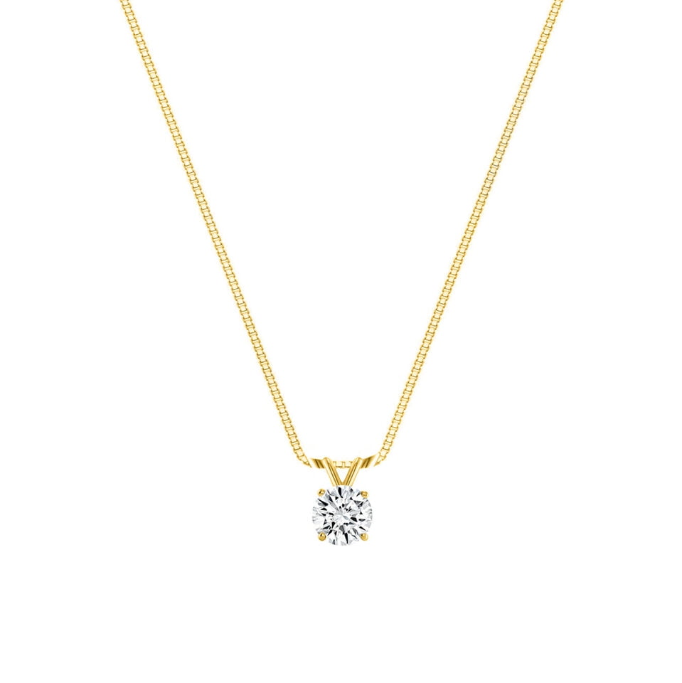 1.20 Ct Round Lab Created Grown Diamond Pendant Necklace 14K Yellow ...