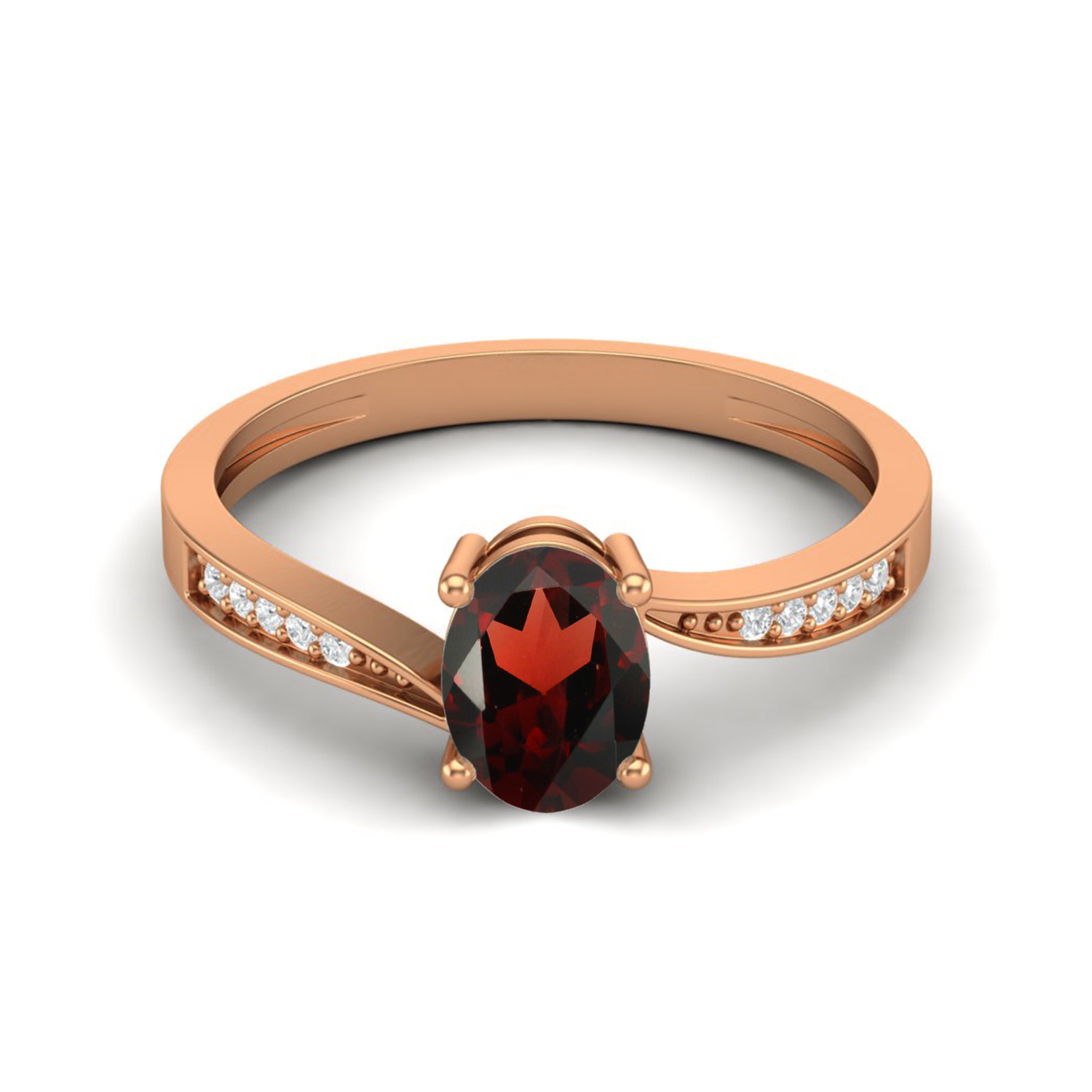 1.20 Cts Oval Garnet 925 Sterling Silver Rose Vermeil Solitaire Accent ...